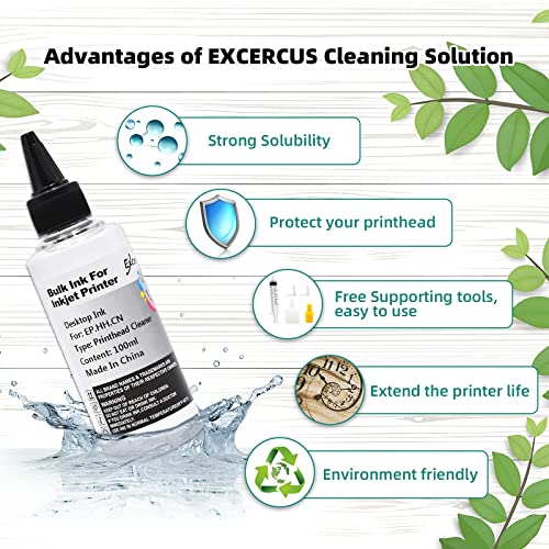 Printhead Cleaning Kit Compatible for Brother Epson HP Canon Nozzle Inkjet EcoTank Officejet Deskjet Pixma Printers-Liquid Printers Head Cleaning Suit Solution 100ml, 5ml Premium Syringe 1PK