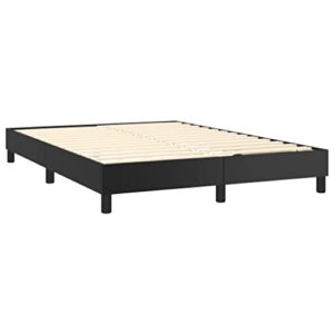 vidaXL Box Spring Bed Frame Home Indoor Bedroom Bed Accessory Wooden Upholstered Double Bed Base Furniture Black 59.8"x79.9" Queen Faux Leather