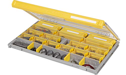 Plano EDGE Premium Terminal Tackle Utility Box, Clear and Yellow, Rust-Resistant Storage, Waterproof Tackle Tray Organizer for Weights, Hooks, and Baits