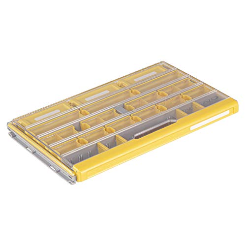 Plano EDGE Premium Terminal Tackle Utility Box, Clear and Yellow, Rust-Resistant Storage, Waterproof Tackle Tray Organizer for Weights, Hooks, and Baits