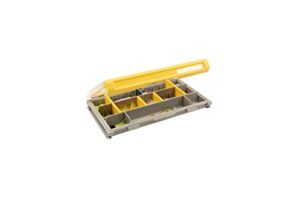 plano edge 3500 premium tackle storage with rustrictor rust-resistant technology, gray and yellow, waterproof terminal tackle box organization, small