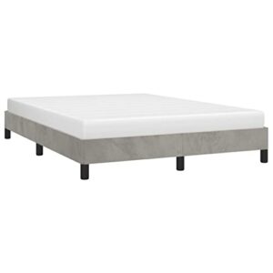 vidaxl bed frame home indoor bed accessory bedroom upholstered wooden double bed base frame furniture light gray 53.9″x74.8″ full velvet