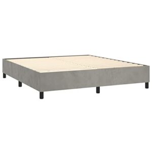 vidaXL Box Spring Bed Frame Home Indoor Bed Accessory Bedroom Upholstered Double Bed Base Furniture Light Gray 76"x79.9" King Velvet