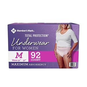 members mark total protection underwear for women, medium (92 count)