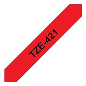 Brother Tze421 Tze Standard Adhesive Laminated Labeling Tape, 3/8-Inch W, Black On Red