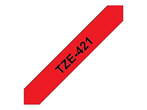 Brother Tze421 Tze Standard Adhesive Laminated Labeling Tape, 3/8-Inch W, Black On Red