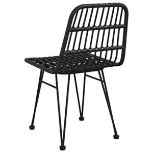 vidaXL 2X Patio Chairs Garden Outdoor Lawn Terrace Balcony Backyard Dining Dinner Dinette Sitting Chair Seat Seating Furniture Black PE Rattan