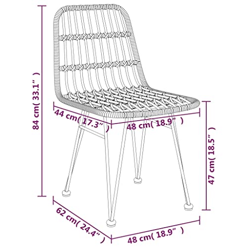 vidaXL 2X Patio Chairs Garden Outdoor Lawn Terrace Balcony Backyard Dining Dinner Dinette Sitting Chair Seat Seating Furniture Black PE Rattan