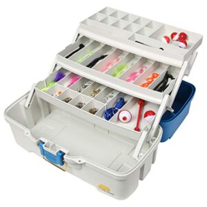 Plano Ready-Set-Fish 3-Tray Tackle Box with Tackle, Aqua Blue/Tan, One Size