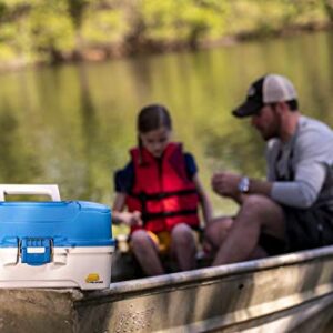 Plano Ready-Set-Fish 3-Tray Tackle Box with Tackle, Aqua Blue/Tan, One Size