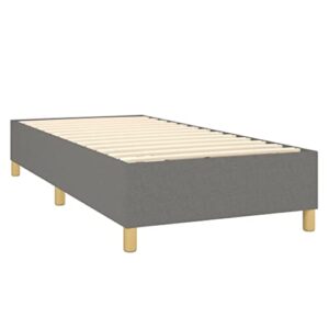 vidaXL Box Spring Bed Frame Home Indoor Bed Accessory Bedroom Upholstered Single Bed Base Furniture Dark Gray 39.4"x74.8" Twin Fabric