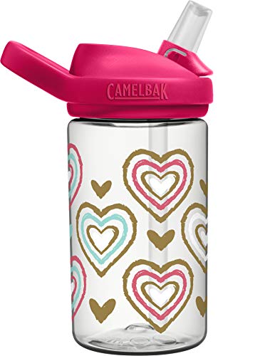 Eddy+ Kids BPA-Free Water Bottle with Straw, 14oz, Hearts