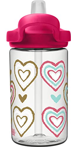 Eddy+ Kids BPA-Free Water Bottle with Straw, 14oz, Hearts