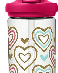 Eddy+ Kids BPA-Free Water Bottle with Straw, 14oz, Hearts