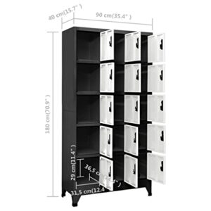 vidaXL Locker Cabinet Anthracite and White 35.4"x15.7"x70.9" Steel