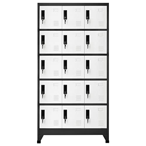 vidaXL Locker Cabinet Anthracite and White 35.4"x15.7"x70.9" Steel