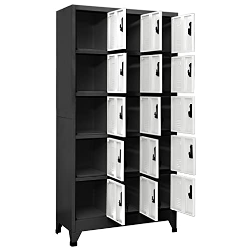 vidaXL Locker Cabinet Anthracite and White 35.4"x15.7"x70.9" Steel