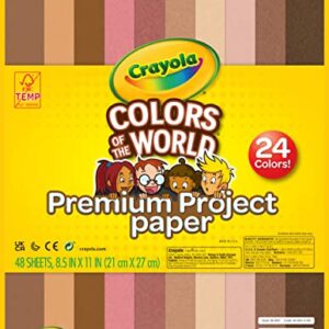 Crayola Construction Paper in Colors of The World, 8.5” x 11”, 24 Colors, Craft Supplies, 48 Sheets