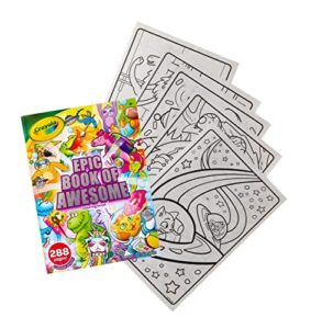 crayola epic book of awesome, all-in-one coloring book set, 288 pages, kids indoor activities, gift