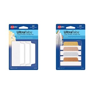 avery ultra tabs, 3″ x 1.5″, 2-side writable, white, 24 repositionable filing tabs (74776) & margin ultra tabs, 2.5″ x 1″, 2-side writable, assorted metallic, 24 repositionable page tabs (74786)