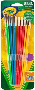 crayola paint brushes, painting supplies, 8 pc, assorted colors & sizes (117501)