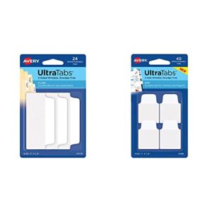 avery ultra tabs, 3″ x 1.5″, 2-side writable, white, 24 repositionable filing tabs (74776) & avery mini ultra tabs, 1″ x 1.5″, 2-side writable, white, 40 repositionable tabs (74788)