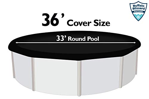 Buffalo Blizzard Deluxe Winter Cover for 33-Foot Round Above-Ground Swimming Pools | Blue/Black Reversible | All Covers Include 3-Feet of Overlap Material for Secure Installation to Measure 36-Feet