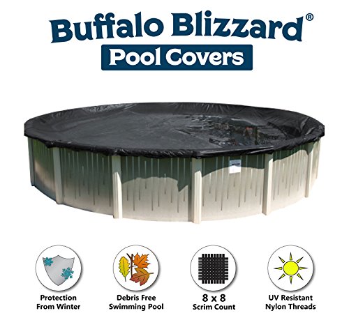 Buffalo Blizzard Deluxe Winter Cover for 33-Foot Round Above-Ground Swimming Pools | Blue/Black Reversible | All Covers Include 3-Feet of Overlap Material for Secure Installation to Measure 36-Feet