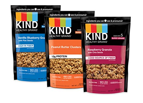 Kind Healthy Grains Clusters- Super Variety Packs 11 Oz (Pack of 3) Peanut Butter,Vanilla Blueberry,Rasberry by BAR