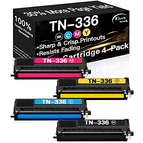 Etechwork Compatible Toner Cartridges Replacement for Brother TN336 TN-336 TN331 TN-331 Toners use with Brother HL-L8250CDN HL-L8350CDW MFC-L8850CDW MFC-L8600CDW Printer (BK/C/M/Y, 4-Pack)