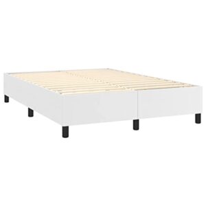 vidaXL Box Spring Bed Frame Home Indoor Bed Accessory Bedroom Upholstered Double Bed Base Furniture White 59.8"x79.9" Queen Faux Leather