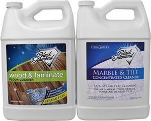 black diamond stoneworks marble & tile floor cleaner and wood & laminate floor cleaner 2-gallon bundle