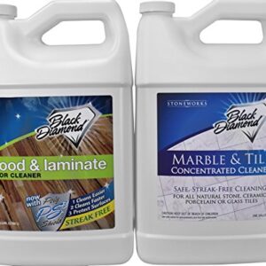 Black Diamond Stoneworks MARBLE & TILE FLOOR CLEANER and Wood & Laminate Floor Cleaner 2-Gallon Bundle