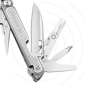 LEATHERMAN, FREE P4 Multitool with Magnetic Locking, One Size Hand Accessible Tools and Premium Nylon Sheath and Pocket Clip, Made in the USA