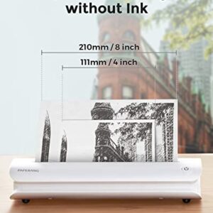 paperang GO Portable Printer with 300dpi Resolution Supports 8.5" X 11" US Letter Inkless Printing for Design Sketches, Invoices, Service Reports, and More - White