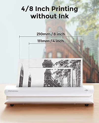 paperang GO Portable Printer with 300dpi Resolution Supports 8.5" X 11" US Letter Inkless Printing for Design Sketches, Invoices, Service Reports, and More - White