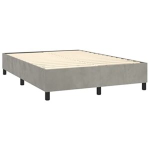 vidaXL Box Spring Bed Frame Home Indoor Bed Accessory Bedroom Upholstered Double Bed Base Furniture Light Gray 53.9"x74.8" Full Velvet