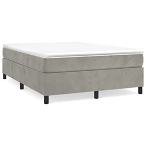 vidaXL Box Spring Bed Frame Home Indoor Bed Accessory Bedroom Upholstered Double Bed Base Furniture Light Gray 53.9"x74.8" Full Velvet