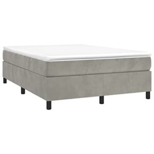 vidaXL Box Spring Bed Frame Home Indoor Bed Accessory Bedroom Upholstered Double Bed Base Furniture Light Gray 53.9"x74.8" Full Velvet