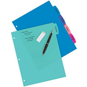 Avery Durable Plastic 5-Tab Write & Erase Big Tab Dividers for 3 Ring Binders, Pastel Brights (16270) & Big Tab Write & Erase Durable Plastic Dividers, 5-Tab Set, Multicolor Brights, 3 Sets (21212)