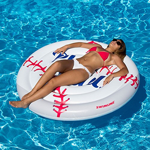 Swimline Baseball Extra Large Island Swimming Pool Float, 2-Pack