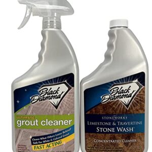 Limestone and Travertine Floor Cleaner: Marble, Slate, Polished Concrete, honed or tumbled surfaces.1-QT AND Ultimate Grout Cleaner:Safe Deep Cleaner & Stain Remover for Even The Dirtiest Grout.1-QT