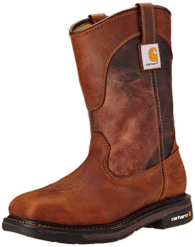 Carhartt mens 11" Wellington Square Safety Toe Leather Work Cmp1218 industrial and construction boots, Brown/Dark Brown Leather, 13 Wide US