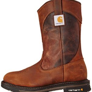 Carhartt mens 11" Wellington Square Safety Toe Leather Work Cmp1218 industrial and construction boots, Brown/Dark Brown Leather, 13 Wide US