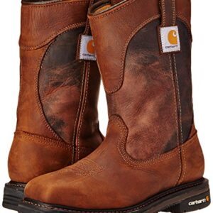 Carhartt mens 11" Wellington Square Safety Toe Leather Work Cmp1218 industrial and construction boots, Brown/Dark Brown Leather, 13 Wide US