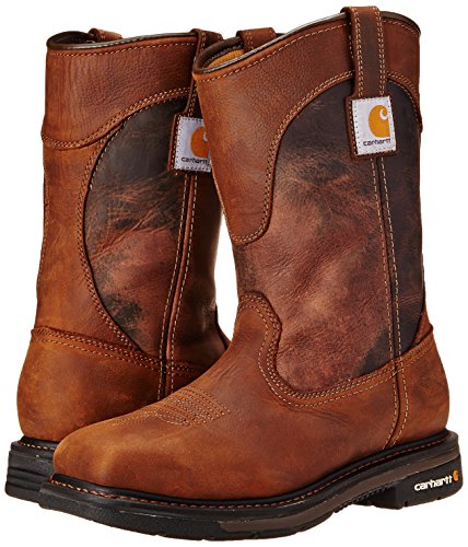 Carhartt mens 11" Wellington Square Safety Toe Leather Work Cmp1218 industrial and construction boots, Brown/Dark Brown Leather, 13 Wide US