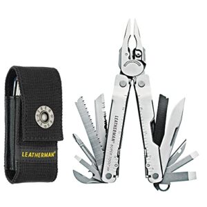 leatherman, super tool 300 multitool with premium replaceable wire cutters and saw, stainless steel with nylon sheath