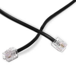 Phone Line Cord 25 Feet - Modular Telephone Extension Cord 25 Feet - 2 Conductor (2 pin, 1 line) Cable - Works Great with FAX, AIO, and Other Machines - Black