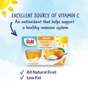 Dole Fruit Bowls Peaches & Creme Parfait, Gluten Free Healthy Snack, 4.3 Ounce 4 Count (Pack of 6)