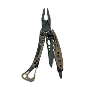 leatherman, skeletool lightweight multitool with combo knife and bottle opener, coyote tan